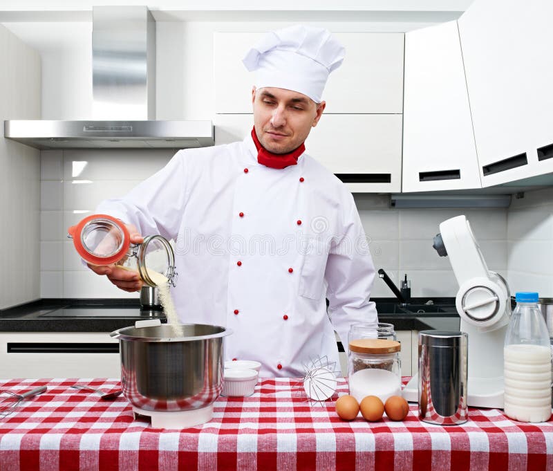 Male chef at kitchen stock photo. Image of cooking, working - 35004844