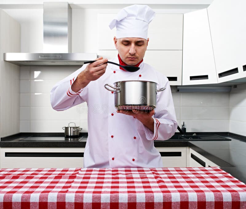 Male chef at kitchen stock image. Image of chef, profession - 35004821