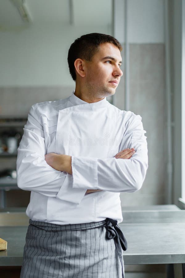 Male Chef Posing with Hands Crossed Stock Image - Image of professional ...
