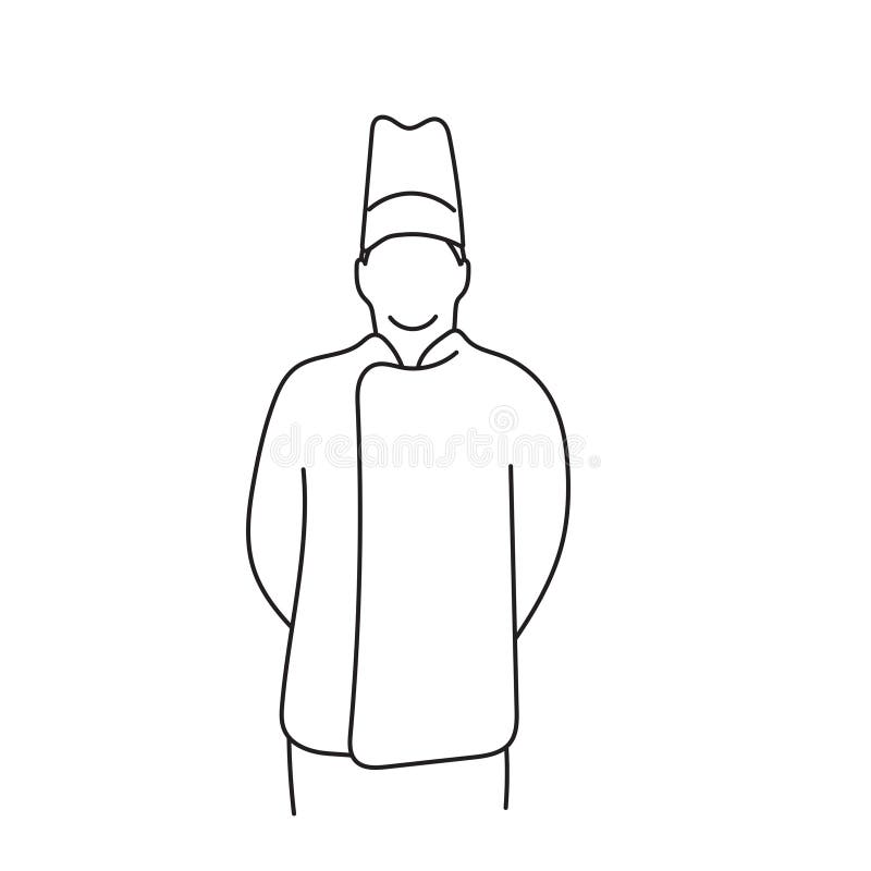 Male Chef Standing Illustration Vector Hand Drawn Isolated on White ...