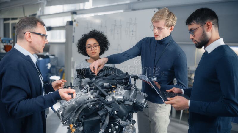 Male Chief Engineer Explains To Young Specialists about Components of ...