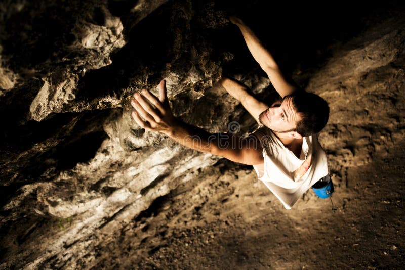 Climber in Cave stock image. Image of crux, mountains - 1129545