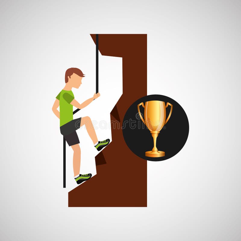 Male Climbing Rock Trophy Sport Design Stock Vector - Illustration of ...