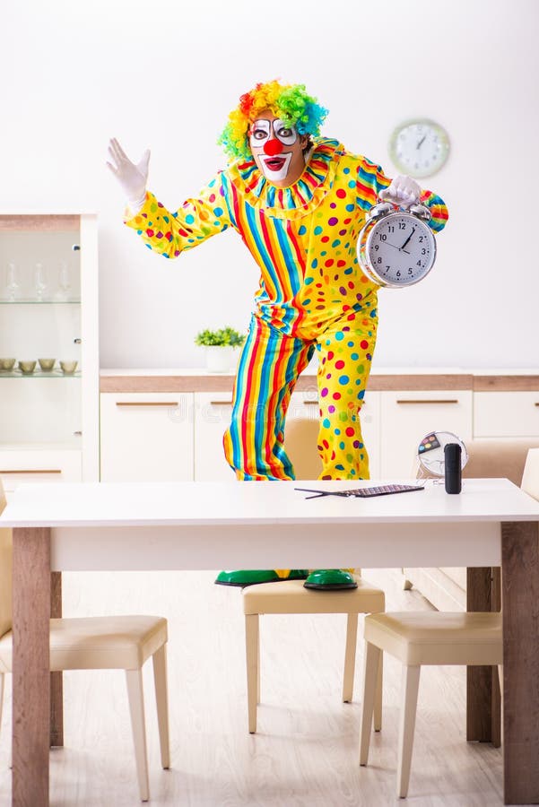 The Male Clown Preparing for Perfomance at Home Stock Image - Image of ...
