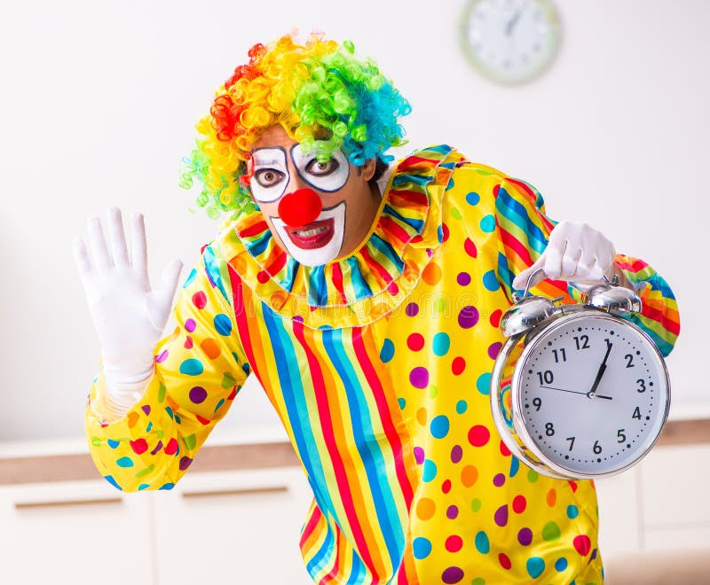 Male Clown Preparing for Perfomance at Home Stock Image - Image of ...