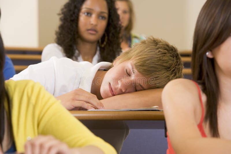 Male College Student Sleeping through a Lecutre Stock Image - Image of ...