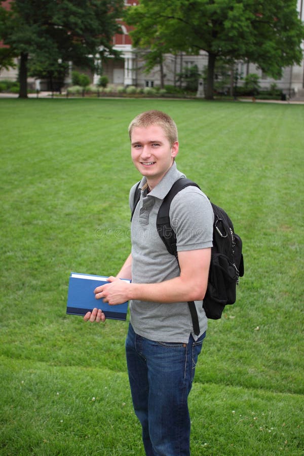 Male College Student on University Campus Stock Photo - Image of white ...