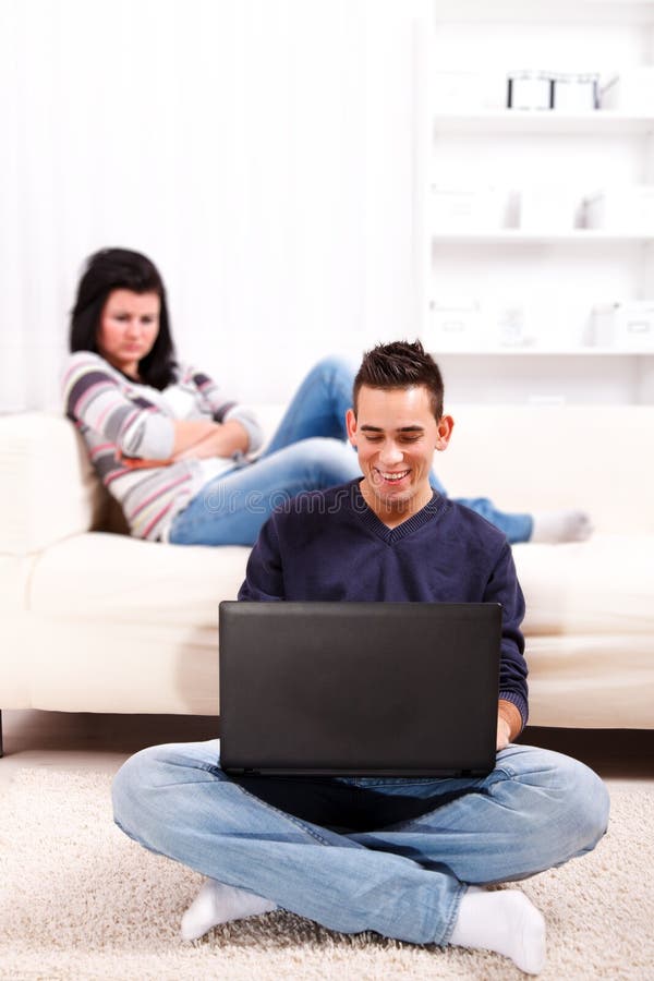 Male computer addiction stock image. Image of laptop - 29034407