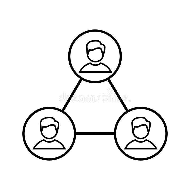 Male Connection. Three Men in a Connected Circle. Outline Design Style ...