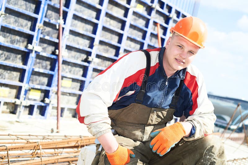 Worker at building site stock photo. Image of engineering - 111462824