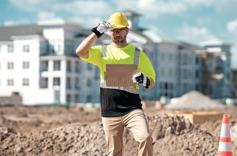 Male Construction Engineer. Architect at a Construction Site. Handyman ...