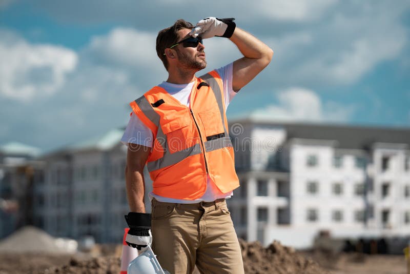 Male Construction Engineer. Architect at a Construction Site. Handyman ...