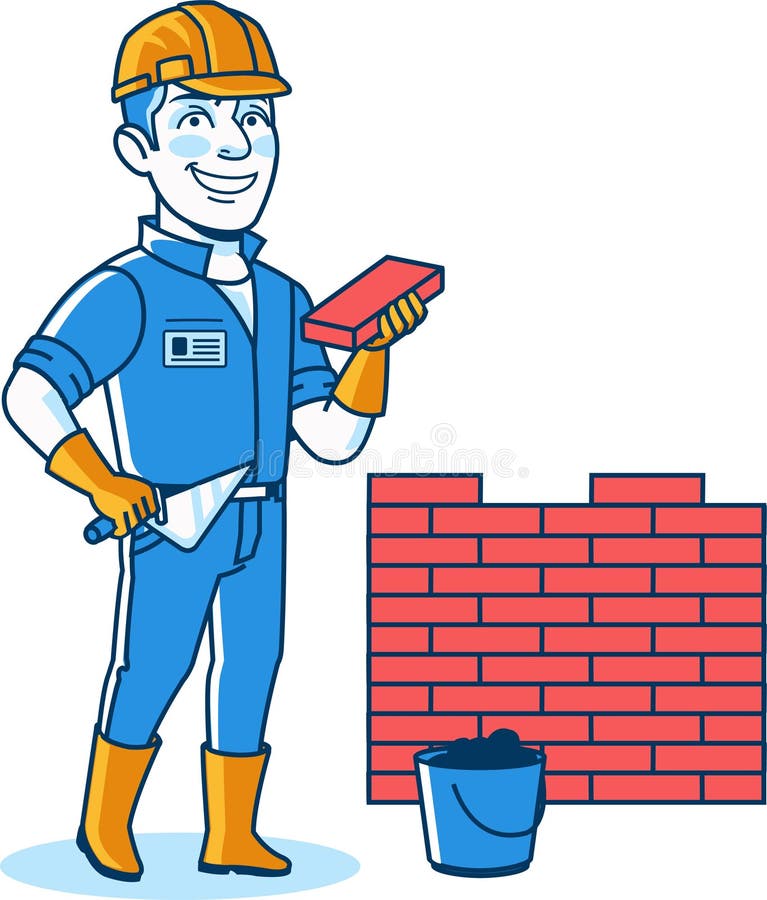 Male Construction Worker Cartoon Logo Icon Stock Vector - Illustration ...