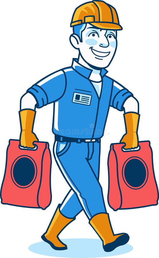 Male Construction Worker Cartoon Logo Icon Stock Vector - Illustration ...
