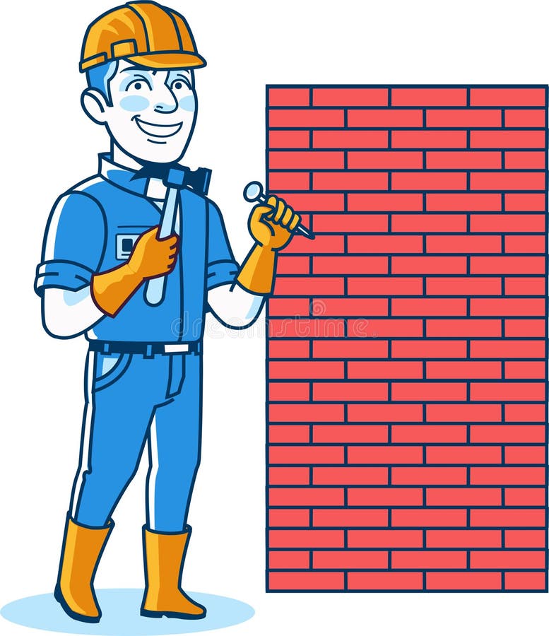 Male Construction Worker Cartoon Logo Icon Stock Vector - Illustration ...