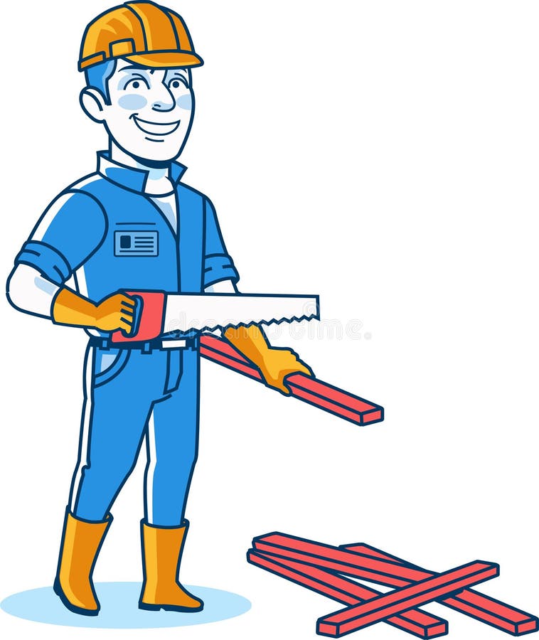 Male Construction Worker Cartoon Logo Icon Stock Vector - Illustration ...