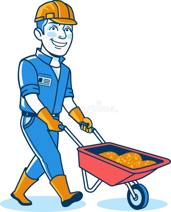 Male Construction Worker Cartoon Logo Icon Stock Vector - Illustration ...