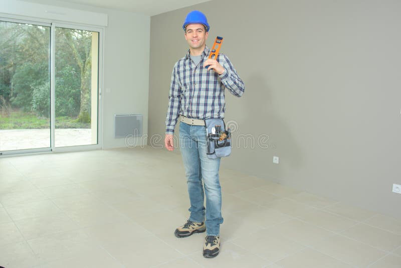 Male Construction Worker Posing at Site Stock Image - Image of ...