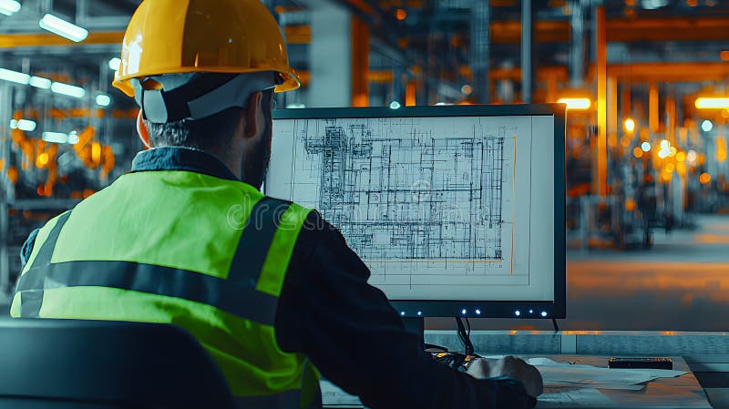 Male Construction Worker Reviewing Blueprints Stock Photo - Image of ...