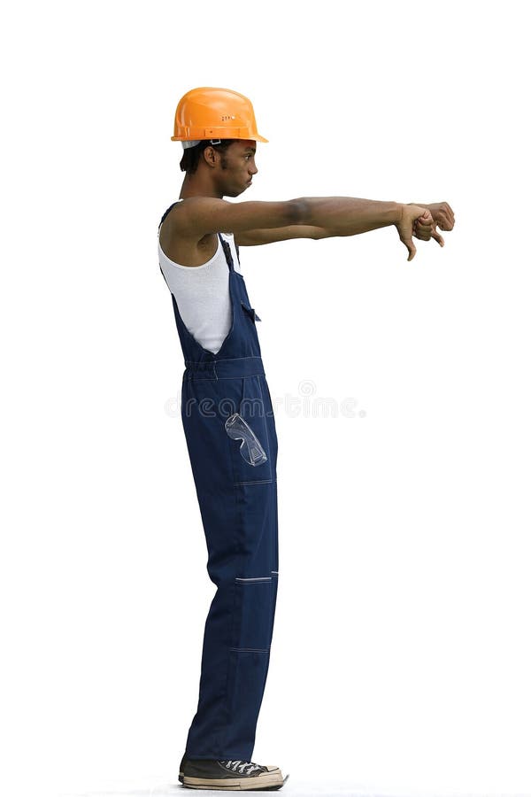 A Male Construction Worker, on a White Background, in Full Height ...