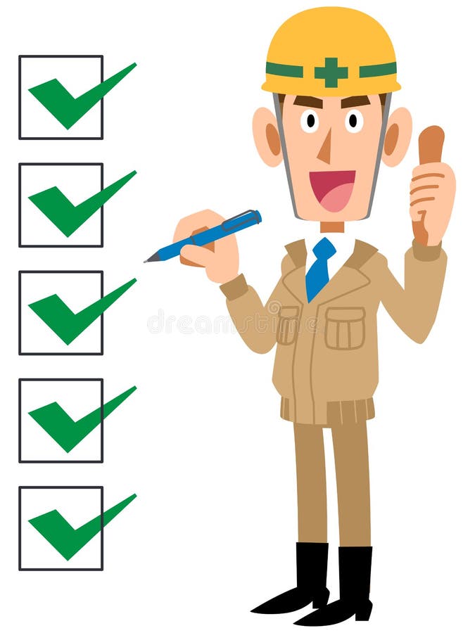 Male of Construction Worker Who Completed Check Stock Vector ...