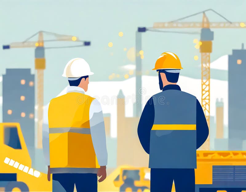 Male Contractor Checking the Construction Site Building. Stock ...