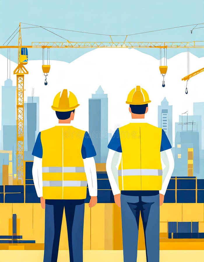 Male Contractor Checking the Construction Site Building. Stock ...