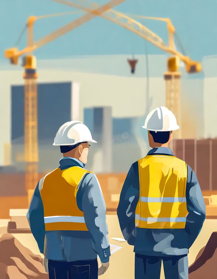 Male Contractor Checking the Construction Site Building. Stock ...