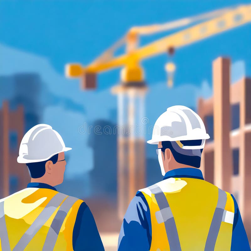 Male Contractor Checking the Construction Site Building. Stock ...