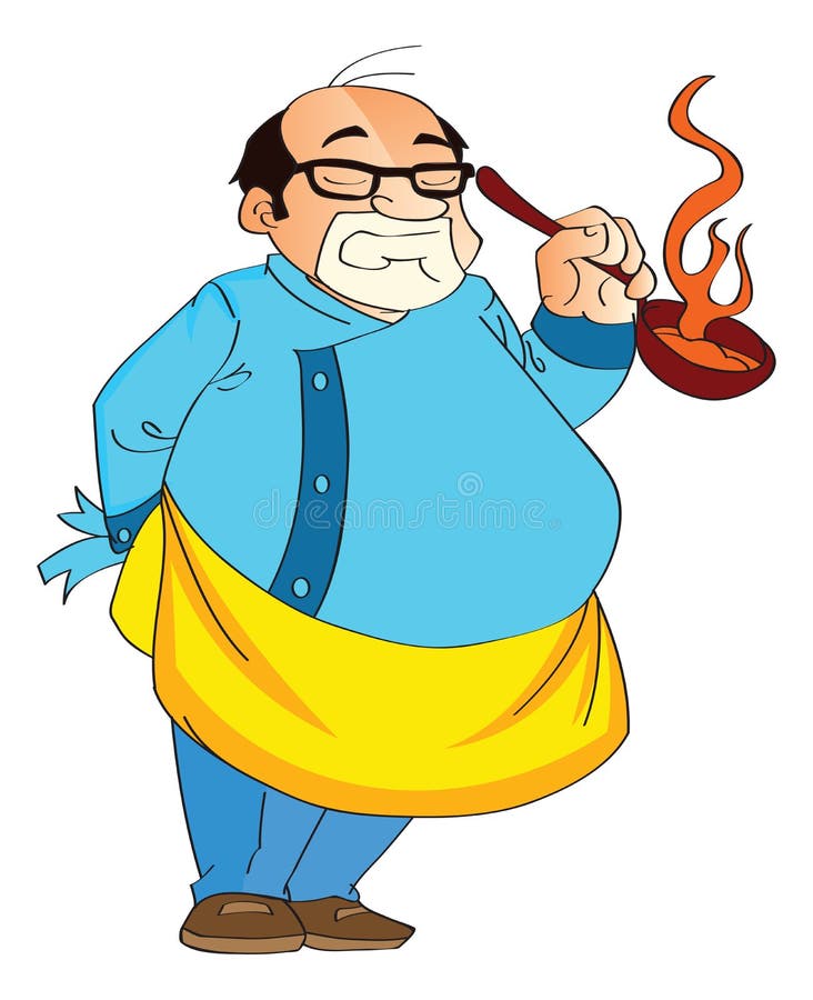 Male Cook Holding a Hot Pan, Illustration Stock Illustration ...