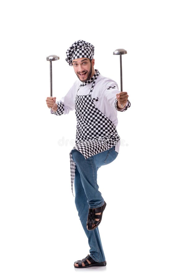 The Male Cook Isolated on the White Background Stock Image - Image of ...