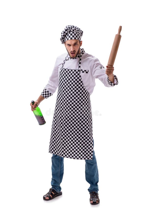 The Male Cook Isolated on the White Background Stock Photo - Image of ...