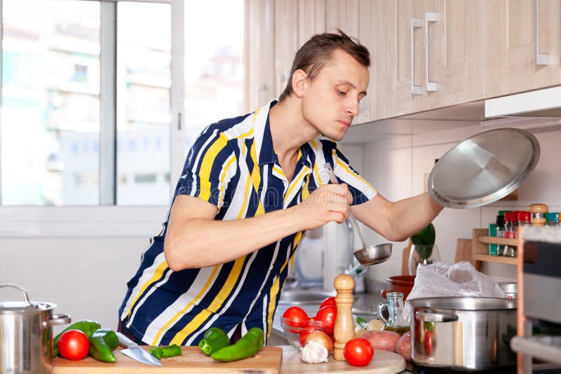 Man in home stock image. Image of prepare, home, person - 229560535