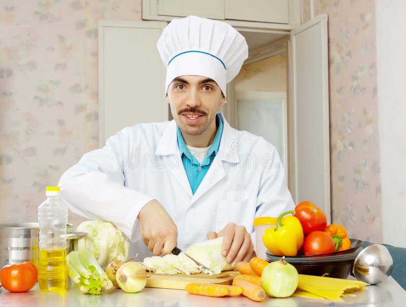 Male cook with vegetables stock image. Image of pepper - 34357609