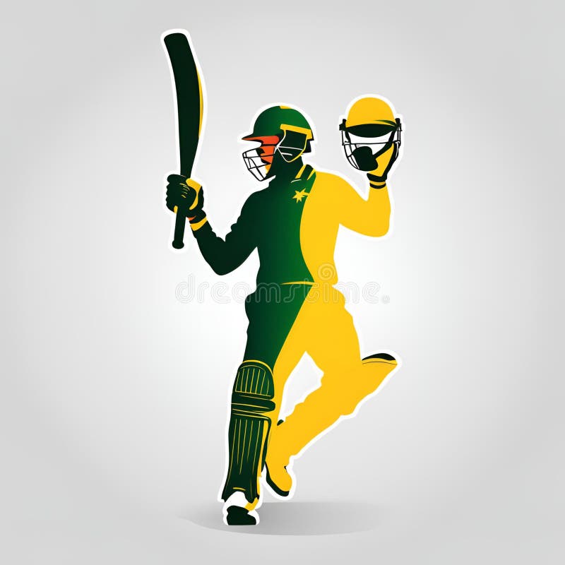 Male Cricket Player Silhouette with Background Design Icon Stock ...