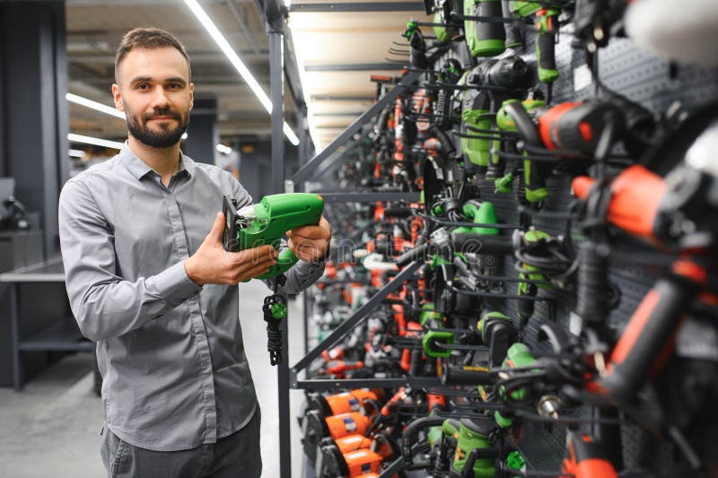 Male Customer in a Power Tool Store Stock Photo - Image of hardware ...