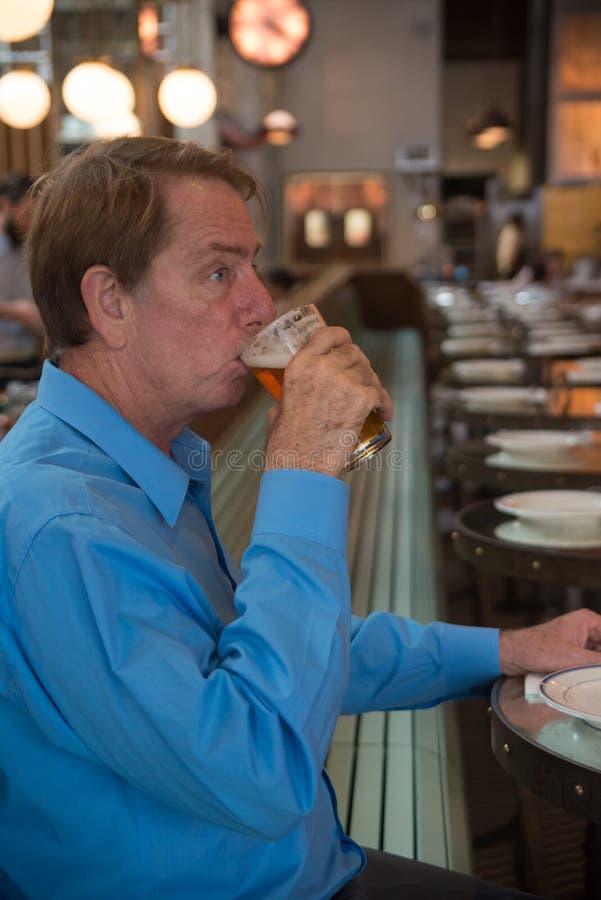 Male Customer at a Restaurant Stock Photo - Image of indoors, oysters ...