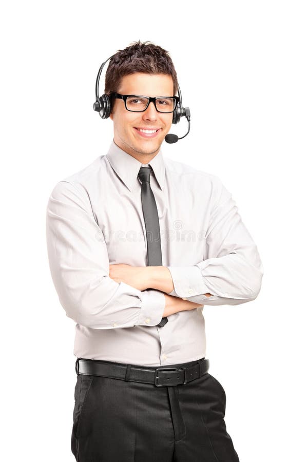 A Male Customer Service Operator Wearing a Headset Stock Image - Image ...