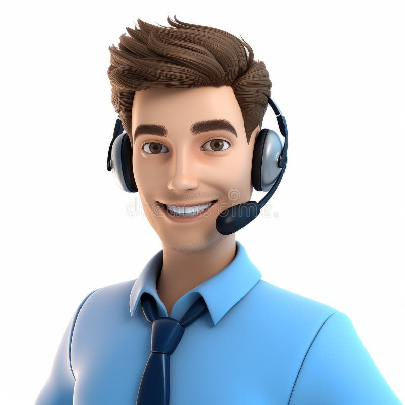 3d Male Customer Service Representative on White Isolated Background ...