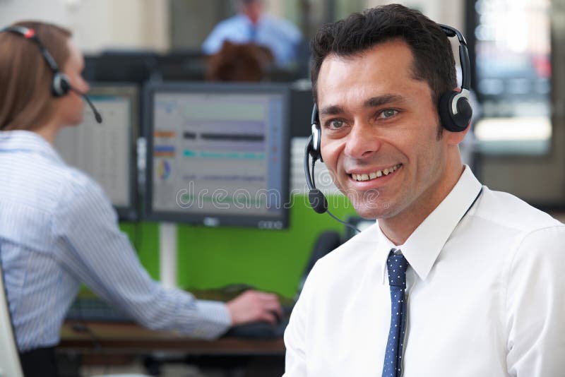 Male Customer Services Agent in Call Centre Stock Photo - Image of ...