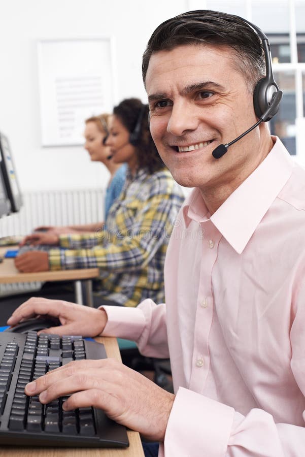 Male Customer Services Agent in Call Centre Stock Image - Image of ...