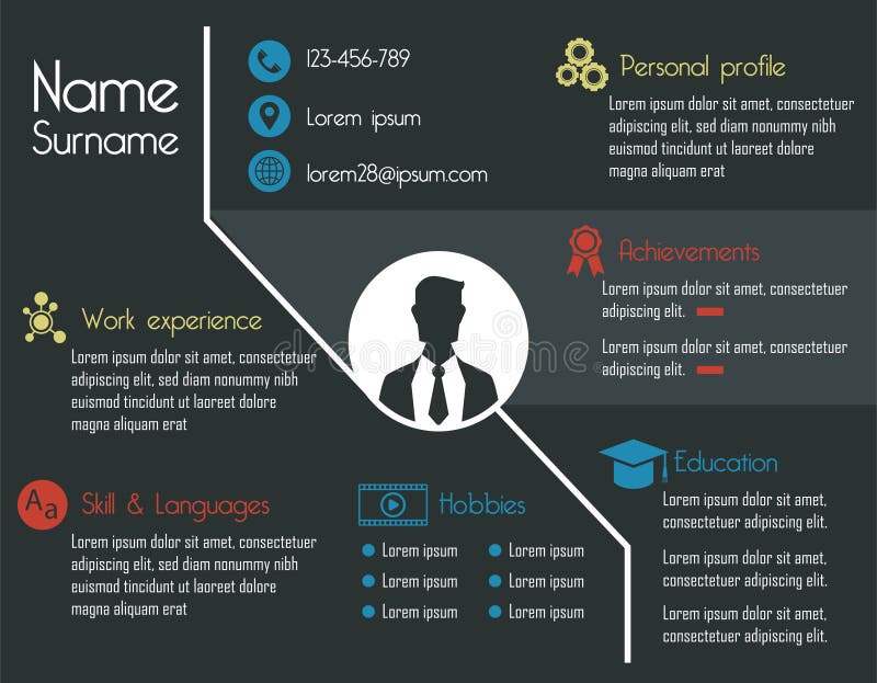 Male cv black stock vector. Illustration of employment - 215487111