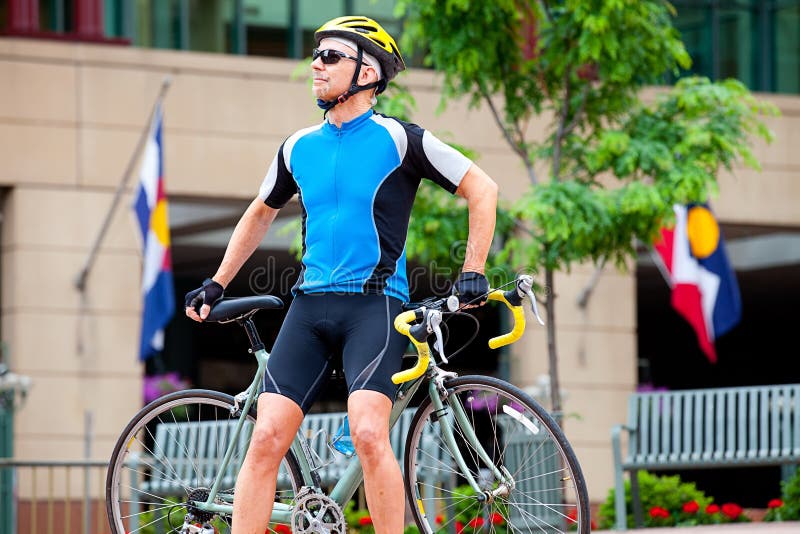 Male cyclist downtown stock photo. Image of metropolitan - 19876998