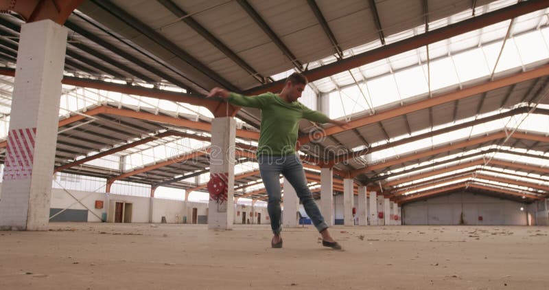 Male Dancer in an Empty Warehouse Stock Video - Video of dancer ...