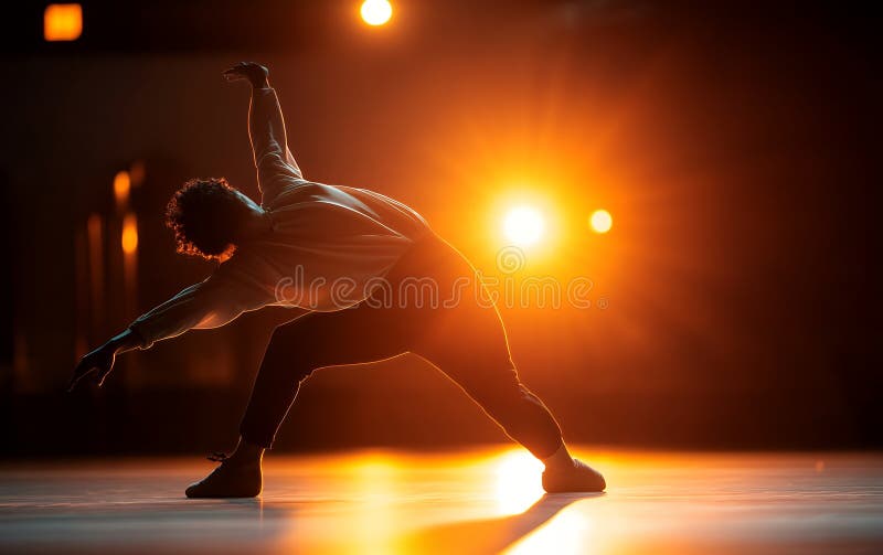 Male Dancer Performing Contemporary Dance in Dramatic Lighting Stock ...