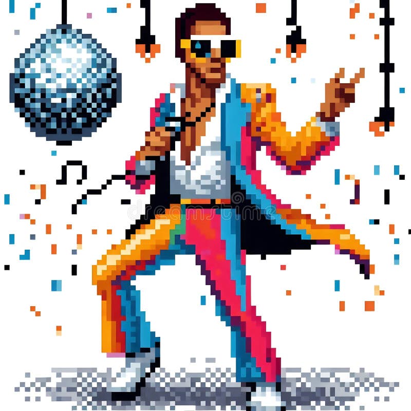 A male dancer, pixel art stock illustration. Illustration of text ...