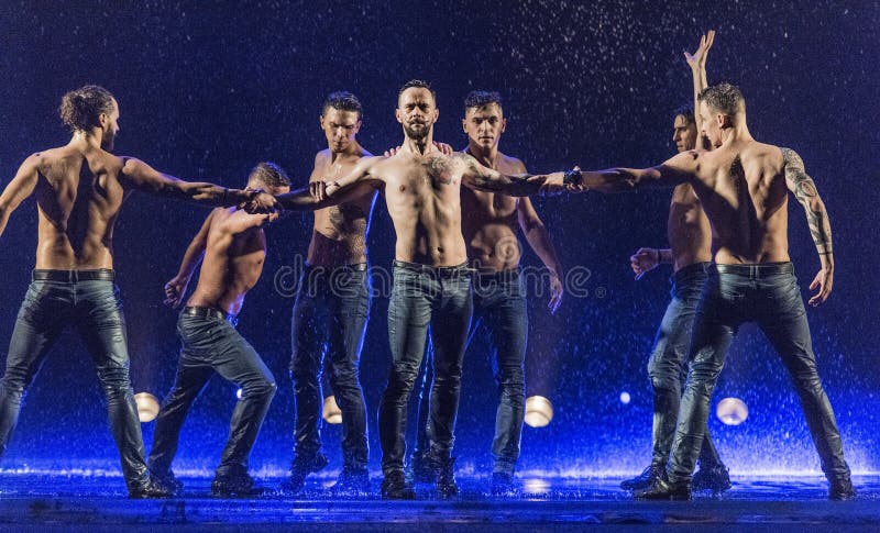 Male dancers in the rain editorial stock photo. Image of ballet - 92653473