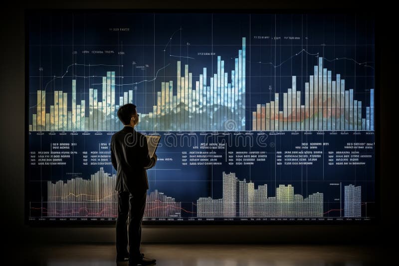 Male Data Analyst Visualizing Big Data Network with Artificial ...