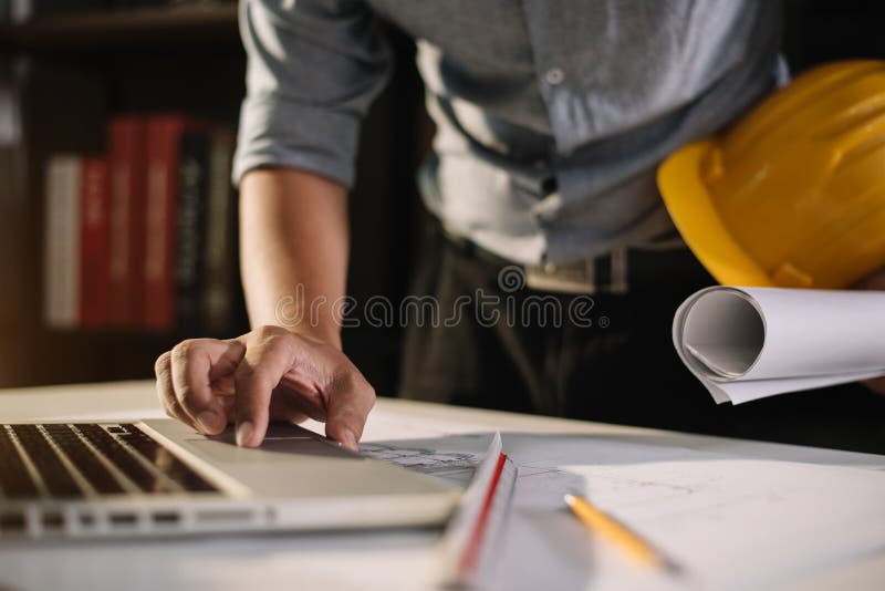 Male Designer in Office Working on Architects Project Stock Image ...