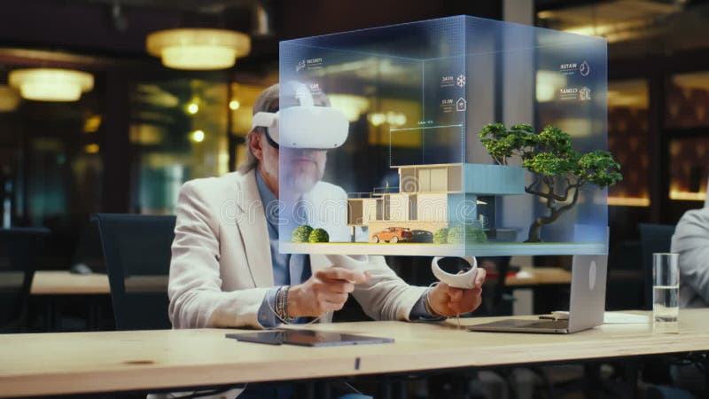 Male Designer Creates House Design in VR Stock Video - Video of mature ...